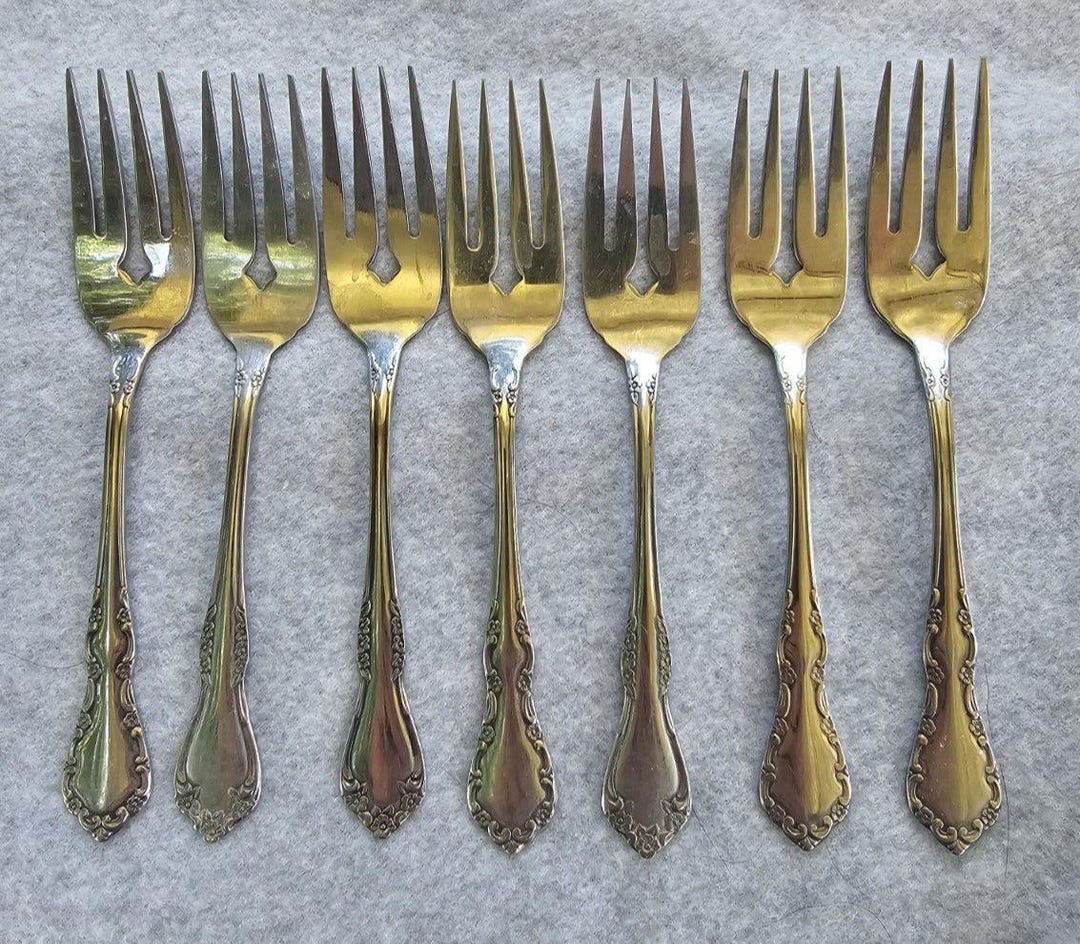 Oneida Mansion Hall Stainless Distinction Deluxe Set of 7 Salad Forks 6 ...