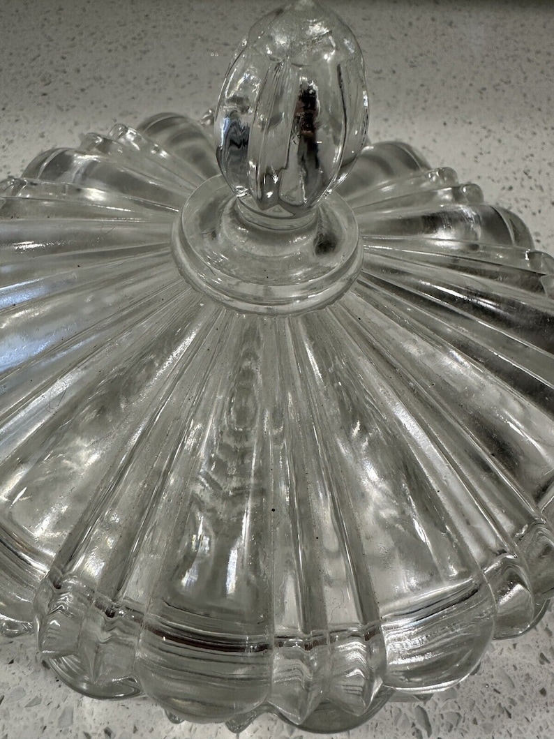 Anchor Hocking Old Cafe Glass Candy Dish Spiderweb Bottom & Lid ...