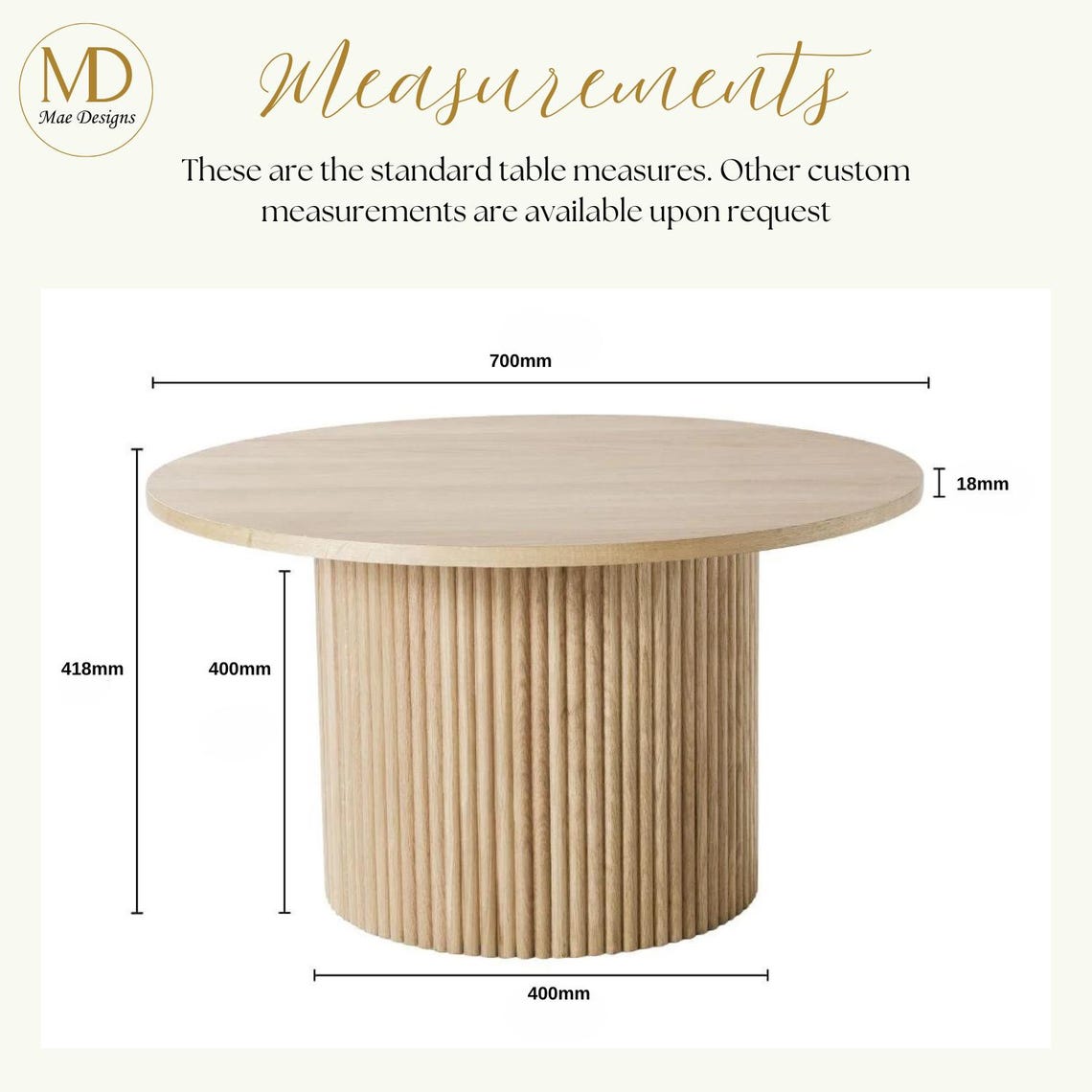 Customisable Handmade Circle Dowel Wooden Fluted Coffee Table - Etsy