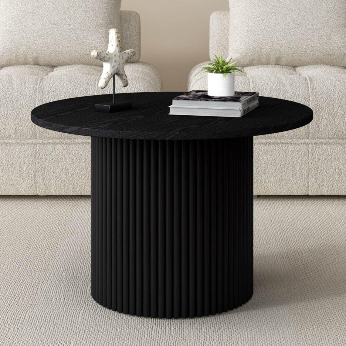 Customisable Handmade Circle Dowel Wooden Fluted Coffee Table - Etsy