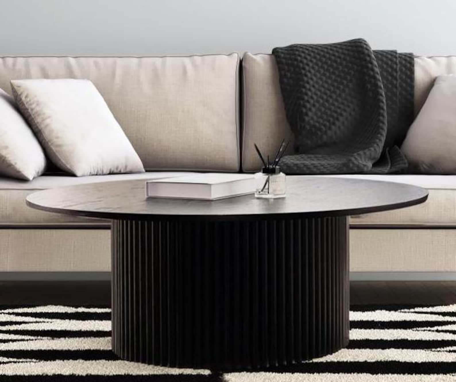 Customisable Handmade Circle Dowel Wooden Fluted Coffee Table - Etsy