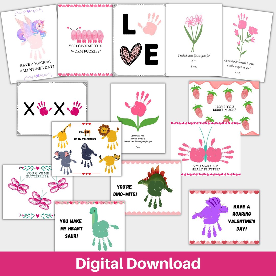 14 Printable Valentines Day Handprint Art Bundle - Etsy