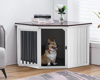 Corner Wooden Dog Crate - Etsy