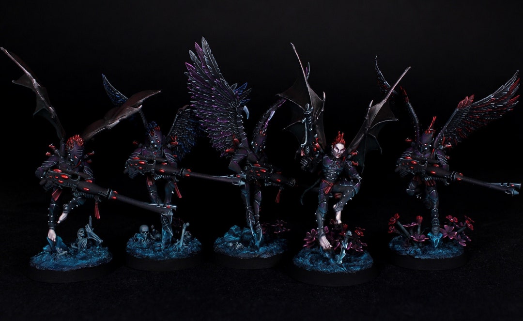 Painted Miniatures 5 Drukhari Scourges Squad Warhammer 40K - Etsy