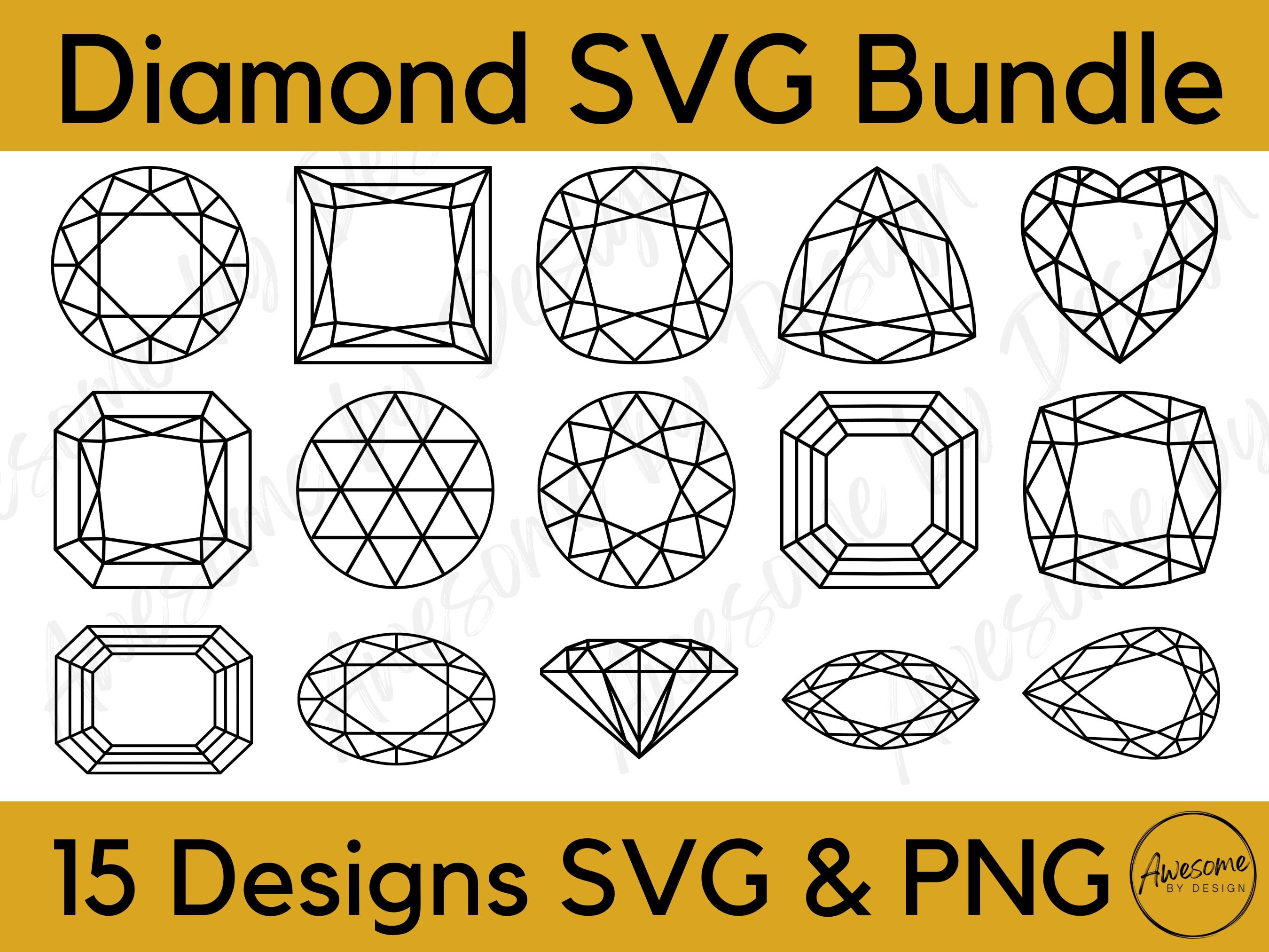 Diamond SVG, Gems SVG, Diamond Outline SVG Files for Silhouette Cameo ...