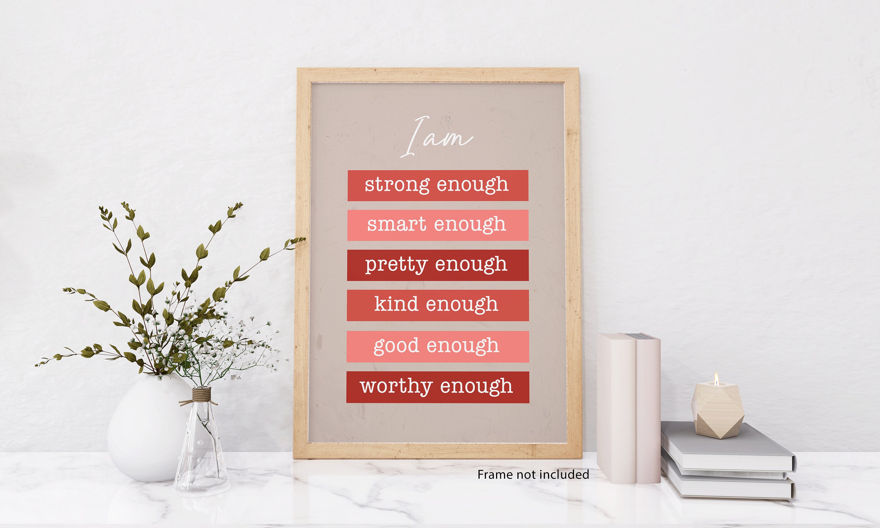 Motivational Quotes Wall Art I Am Enough Poster Wall Decor for Office ...