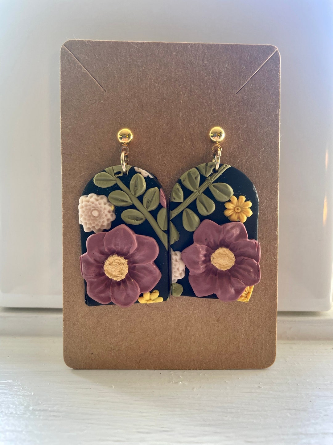 Floral Earrings | Polymer Clay Earrings | Polymer Clay Jewelry - Etsy