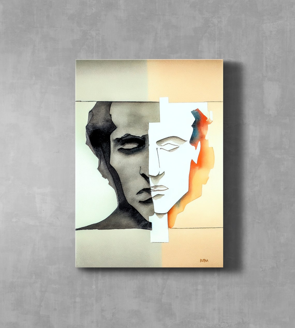 Minimalist Pastel Colors MAN FACE POSTER Cool Matte Paper Manly Wall ...