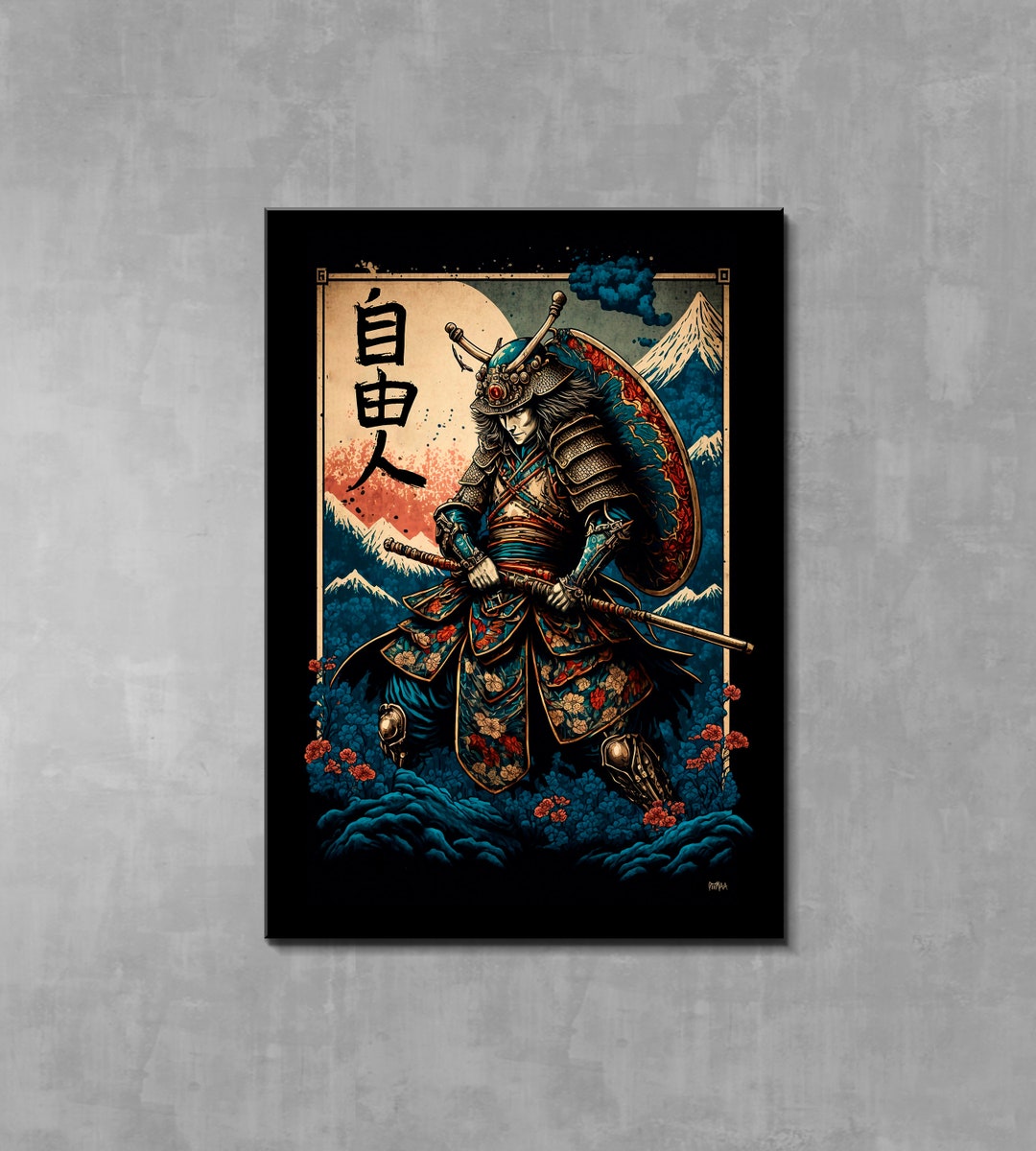 SAMURAI Mount Fuji & JAPANESE Spirit of Freedom Wall ART, Asiatic ...