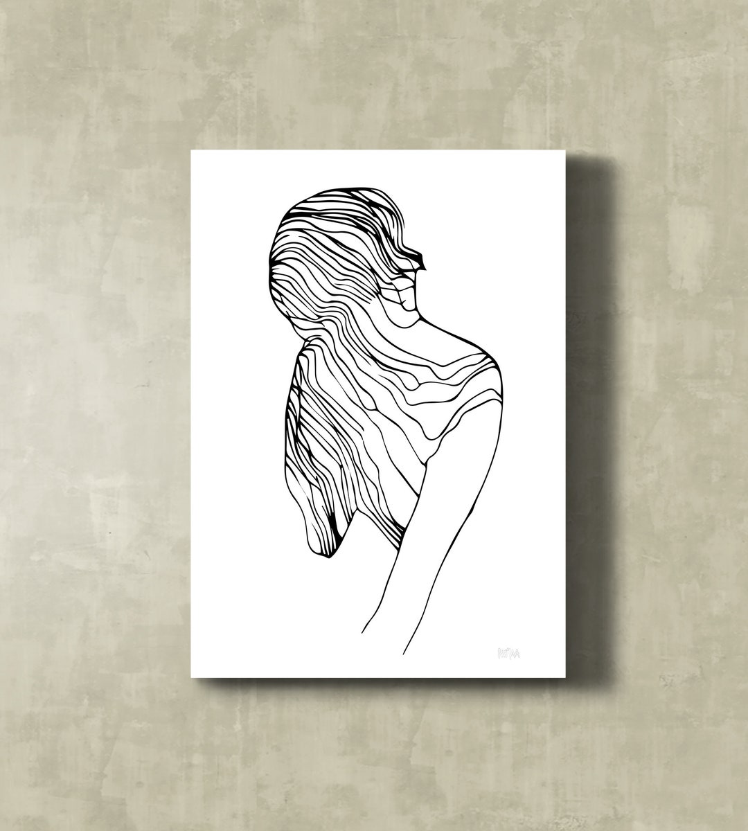 Black and White SILHOUETTE WOMAN Wall ART - Minimalist Woman Trace Wall ...