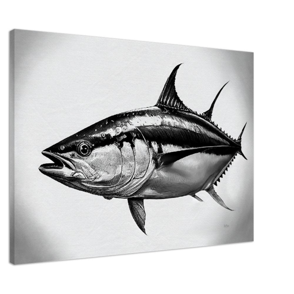 TUNA Illustration Ink Work PAINTING Digital OCEAN Life Biology Wall Art ...