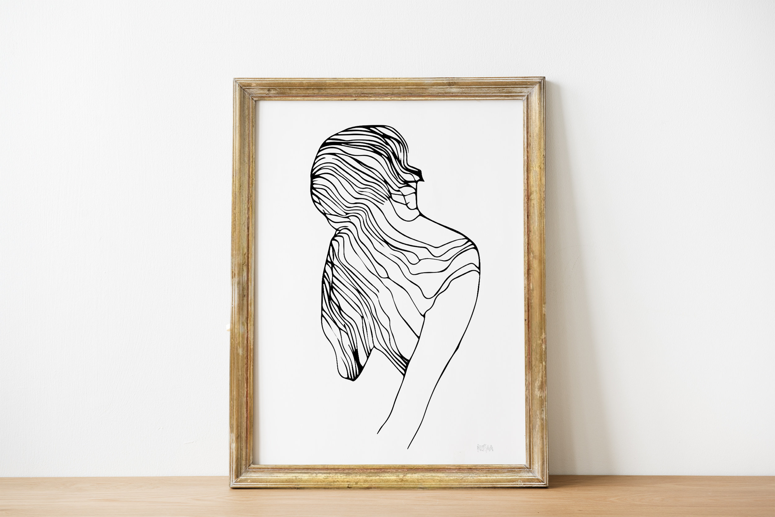 Black and White SILHOUETTE WOMAN Wall ART - Minimalist Woman Trace Wall ...