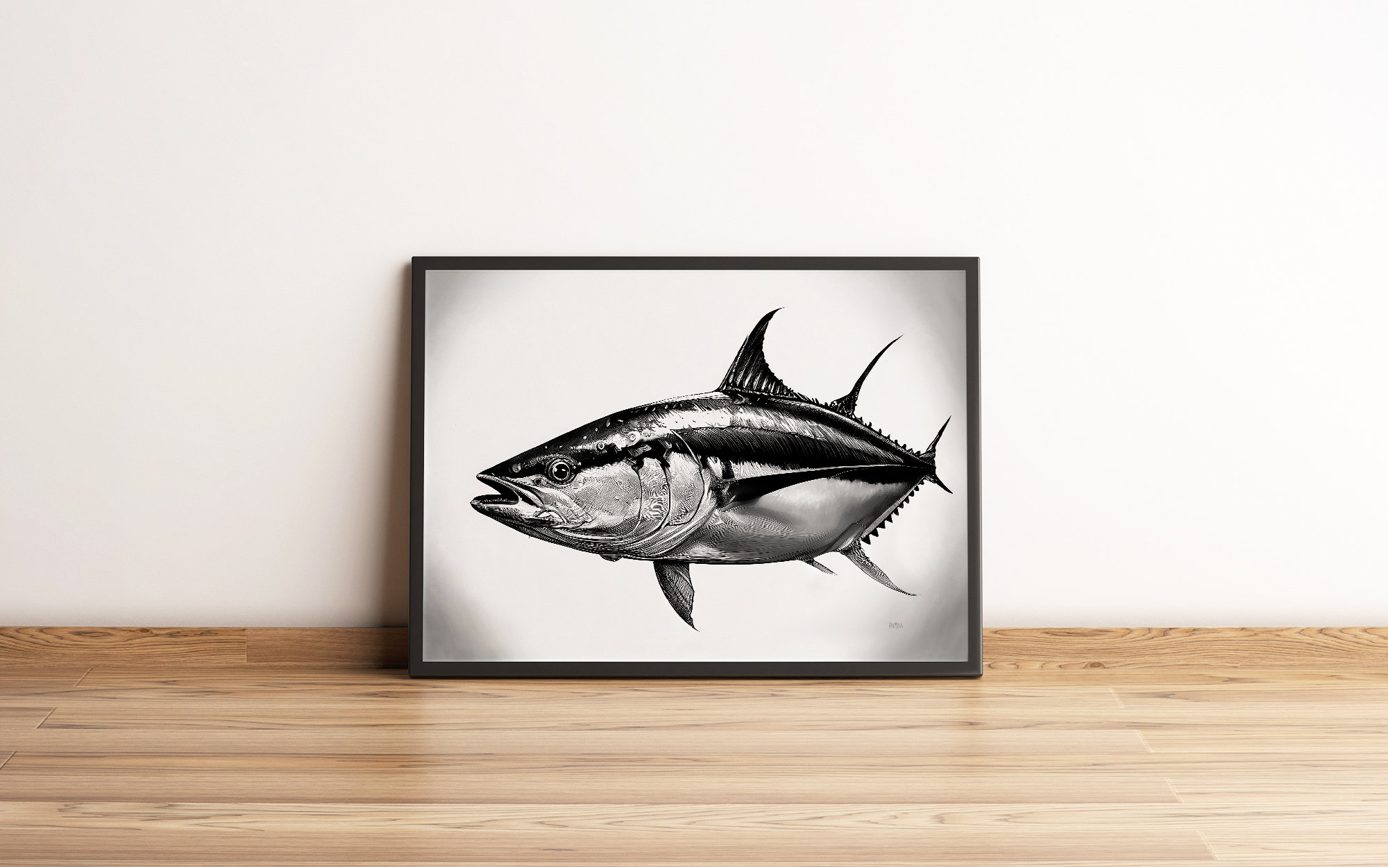 TUNA Illustration Ink Work PAINTING Digital OCEAN Life Biology Wall Art ...