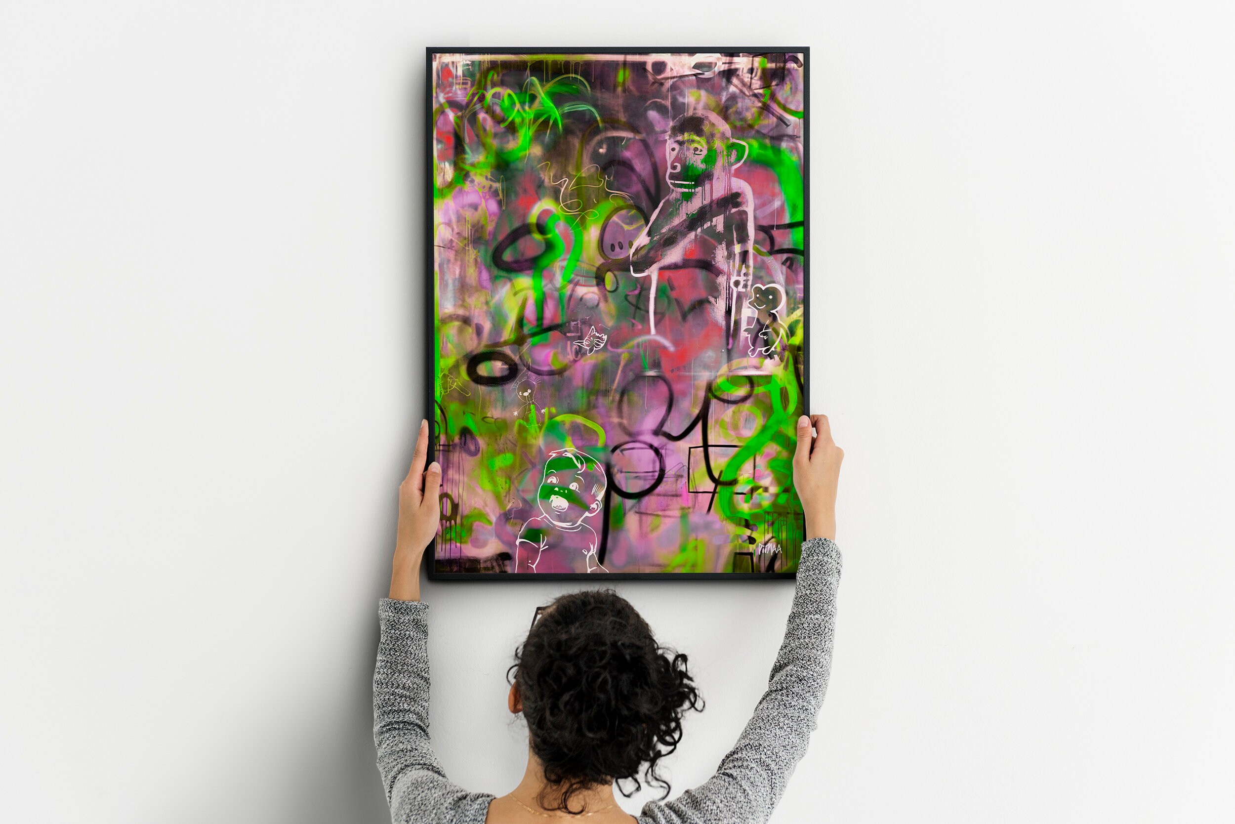 Colorful GRAFFITI BANKSY Style PAINTING - Caotic Paint Urban Wall Art ...