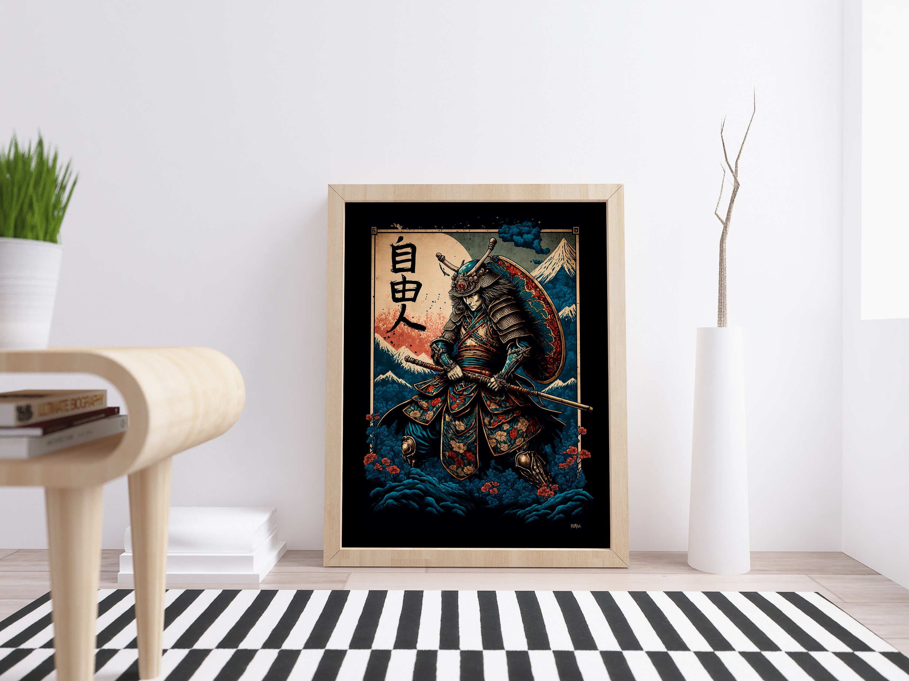 SAMURAI Mount Fuji & JAPANESE Spirit of Freedom Wall ART, Asiatic ...