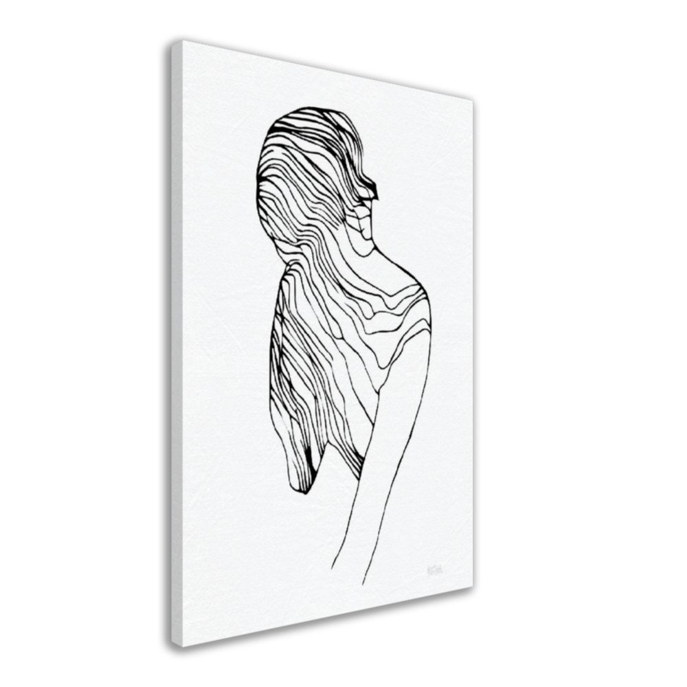 Black and White SILHOUETTE WOMAN Wall ART - Minimalist Woman Trace Wall ...