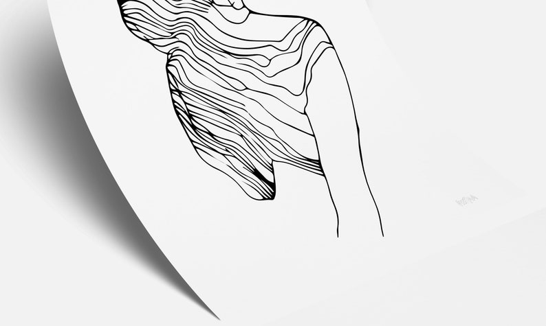 Black and White SILHOUETTE WOMAN Wall ART - Minimalist Woman Trace Wall ...