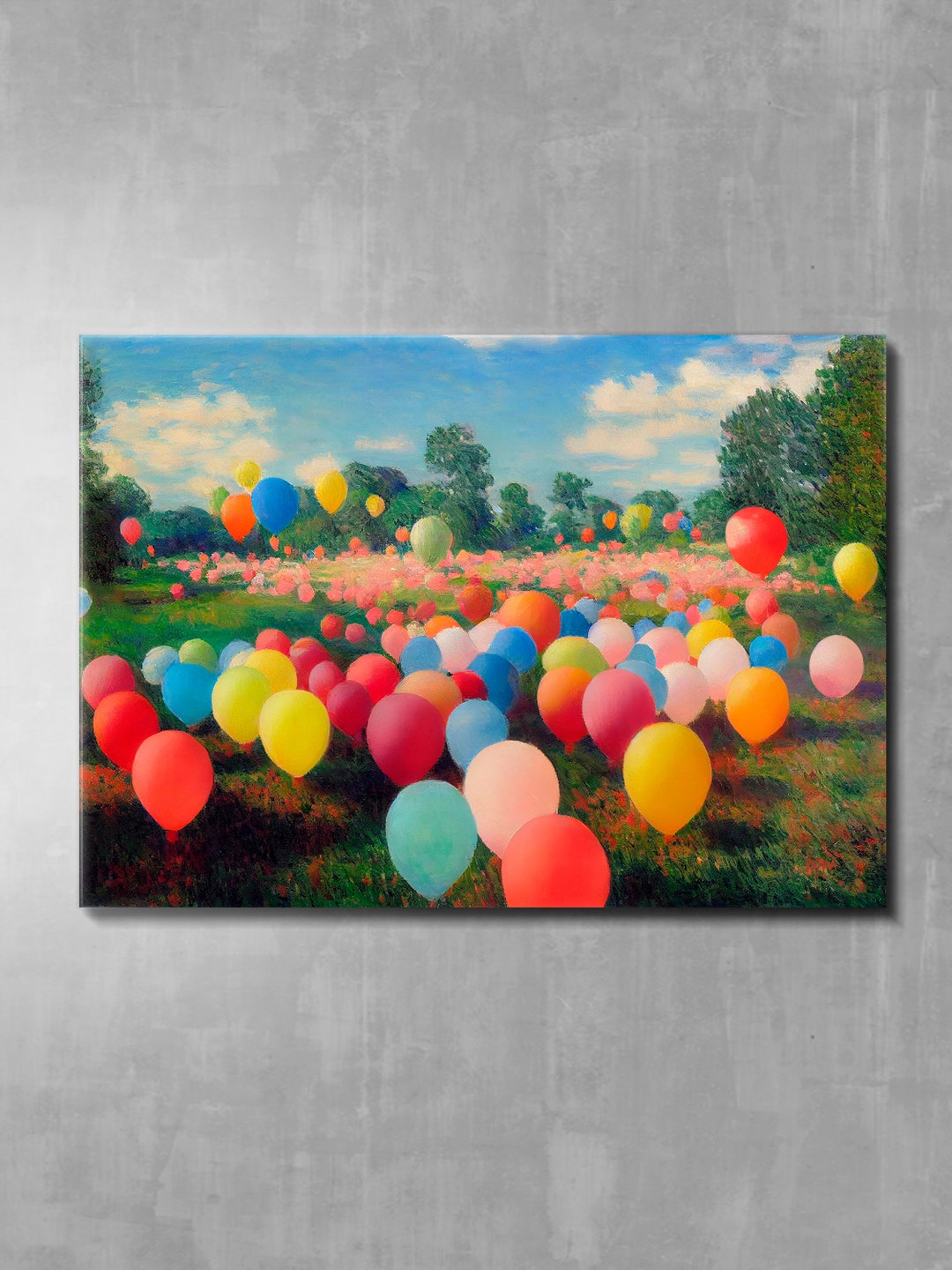 Jean CLAUDE MONET Style BALLOONS Oil Painting Colorful Balloons ...