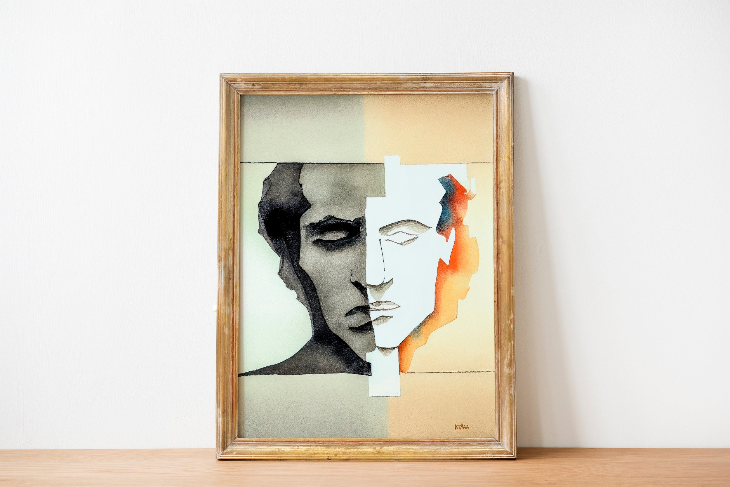 Minimalist Pastel Colors MAN FACE POSTER Cool Matte Paper Manly Wall ...