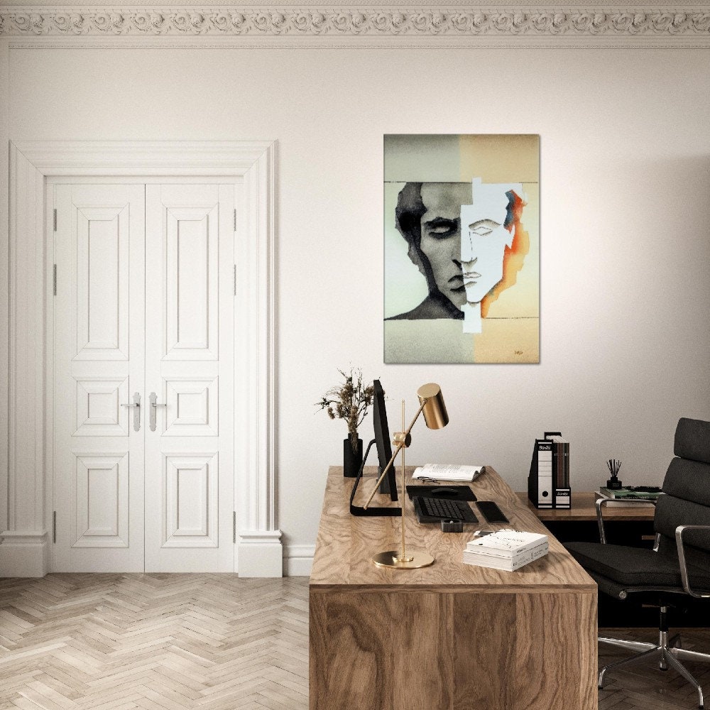 Minimalist Pastel Colors MAN FACE POSTER Cool Matte Paper Manly Wall ...