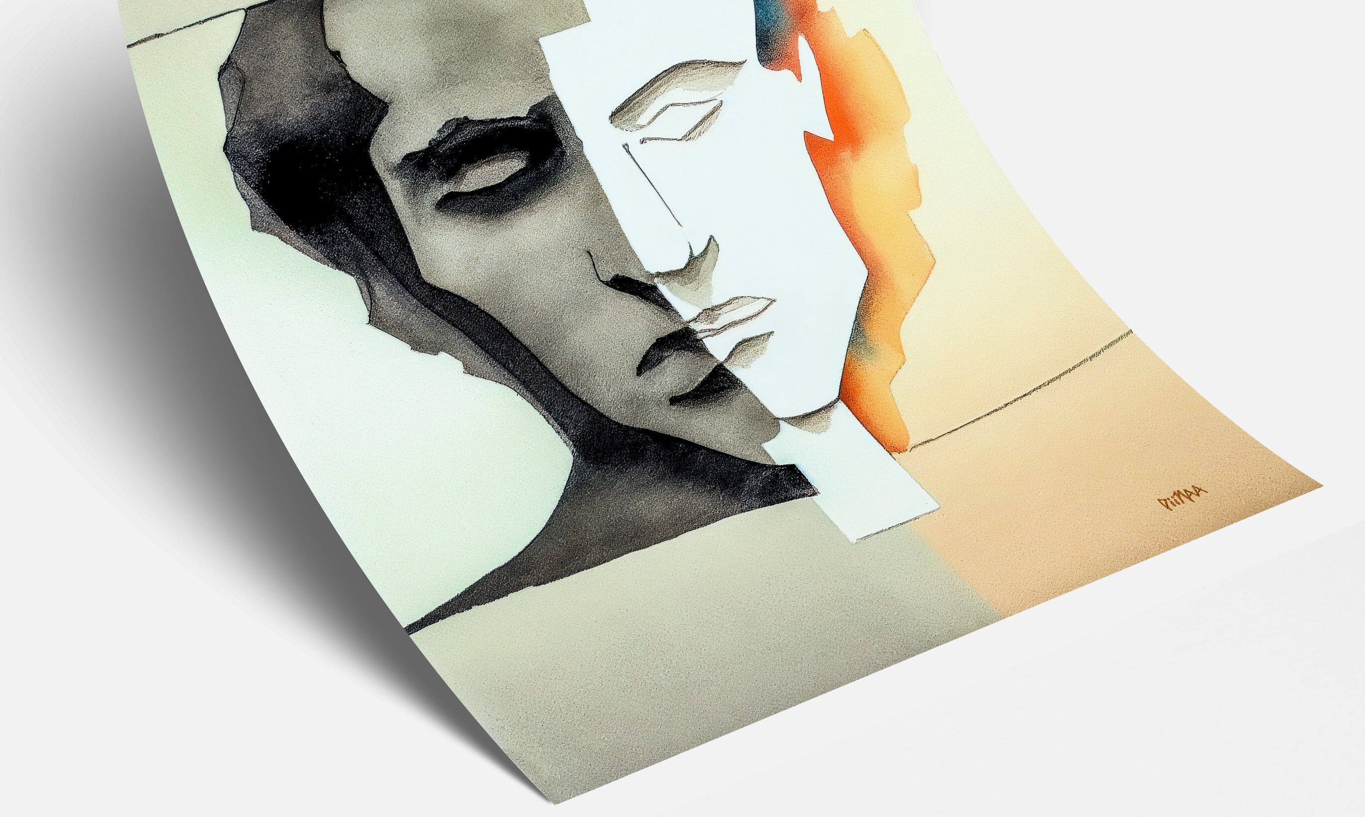 Minimalist Pastel Colors MAN FACE POSTER Cool Matte Paper Manly Wall ...