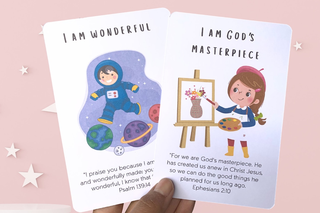 Affirmation Cards With Bible Verses Bible Learning for Kids Memory ...