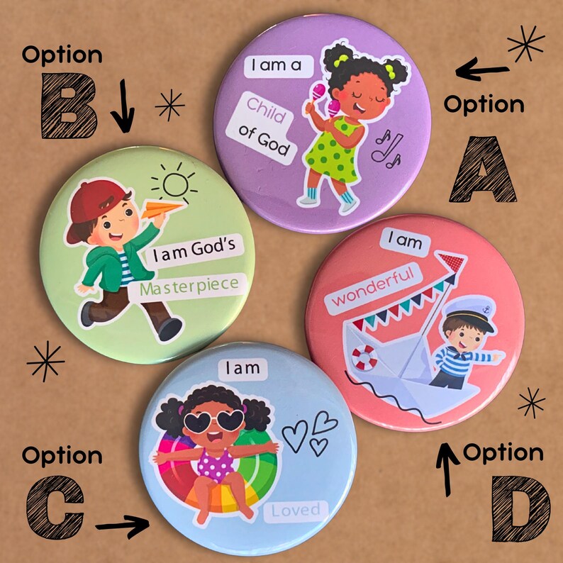 Affirmation Pins: Christian Kids, Bible Verse Buttons - Etsy