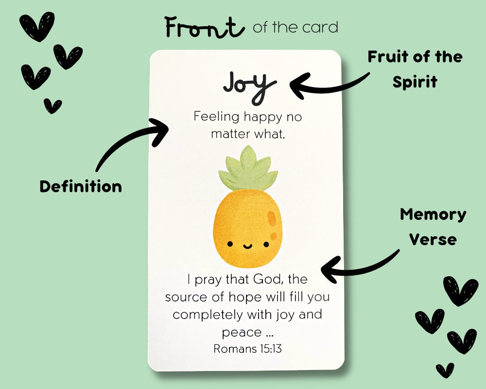 Fruit of the Spirit Cards, Bible Activities for Kids, Scripture Cards ...