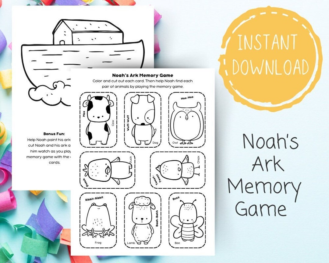 Noah's Ark Memory Game, Noah's Ark Activity for Kids, Noah's Ark ...