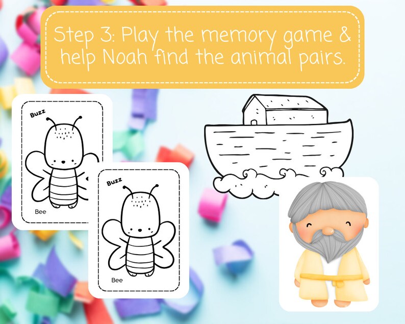 Noah's Ark Memory Game: Printable Bible Activity (digital Download) - Etsy