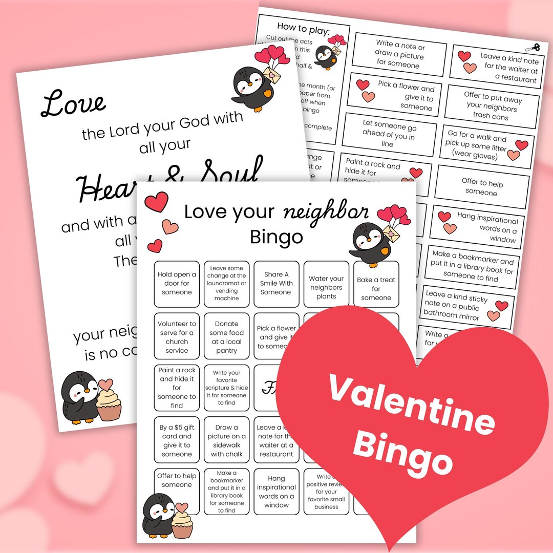 Valentine's Day Kindness Bingo Game for Kids (PDF Download) - Etsy
