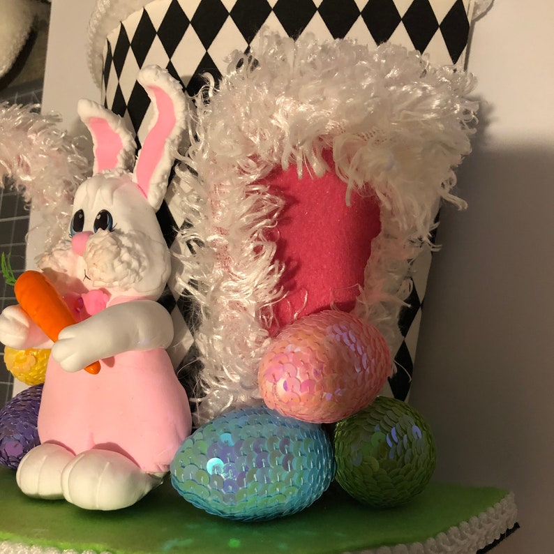 Large Top Hat Bunny Wreath Attachment - Etsy