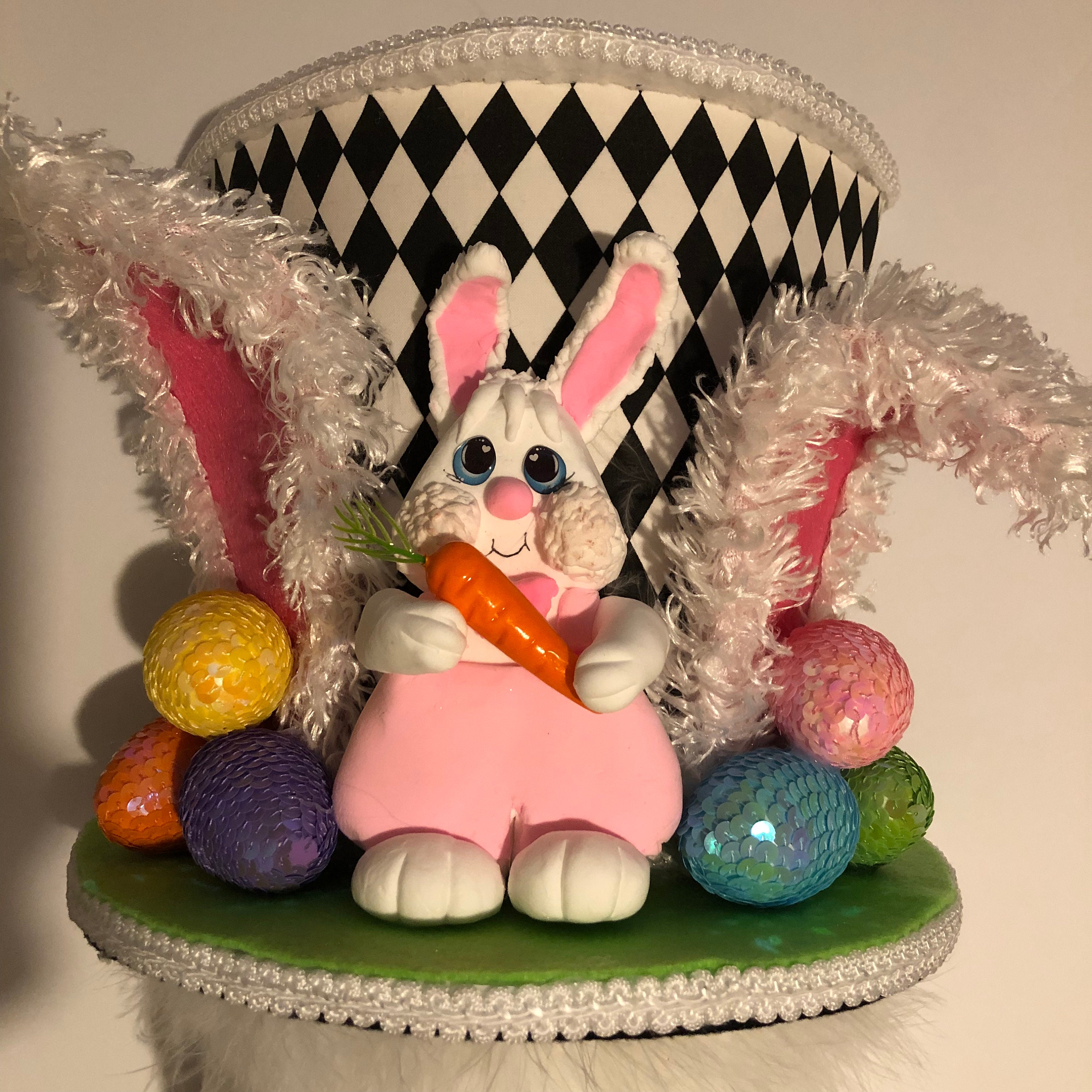 Large Top Hat Bunny Wreath Attachment - Etsy