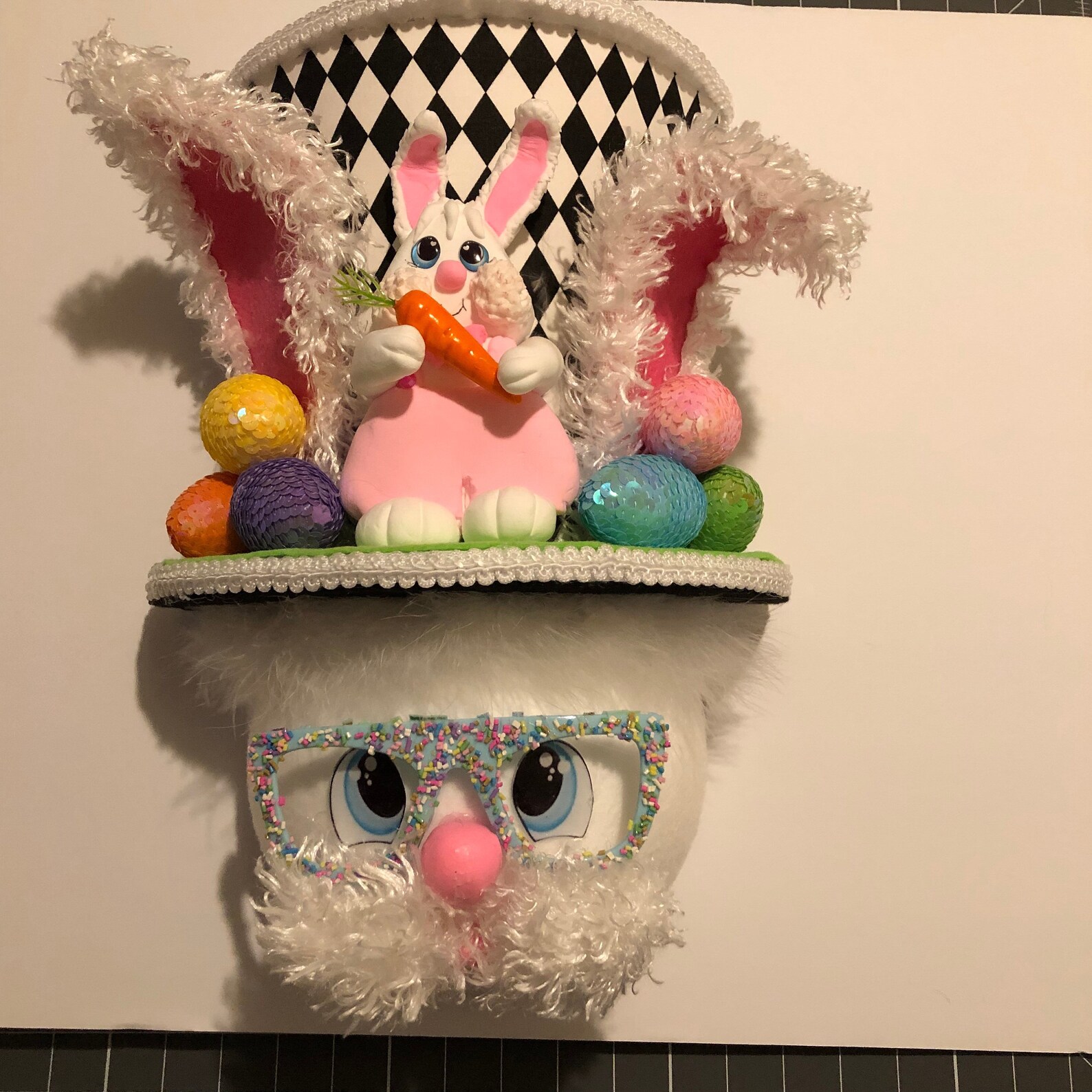 Large Top Hat Bunny Wreath Attachment - Etsy