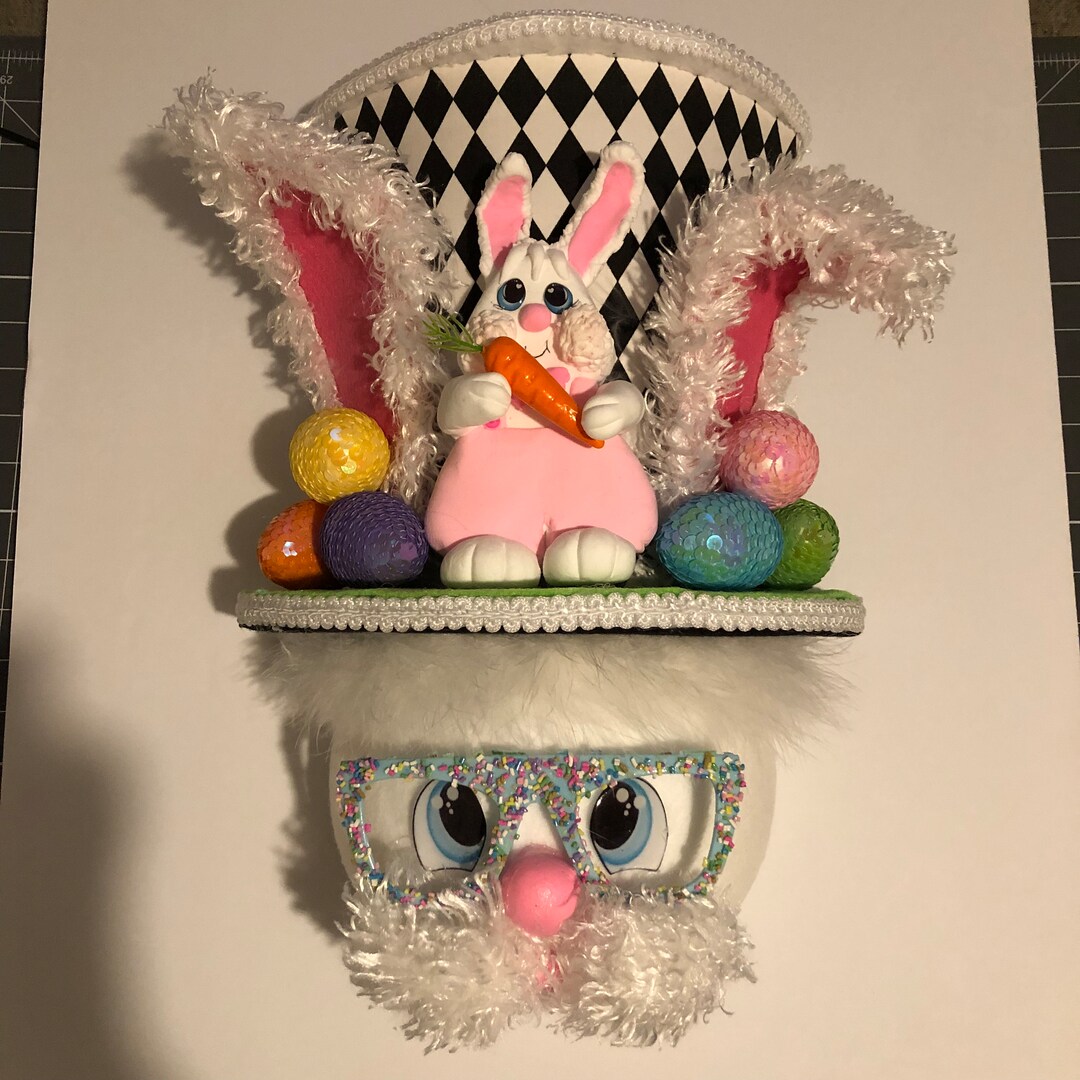 Large Top Hat Bunny Wreath Attachment - Etsy