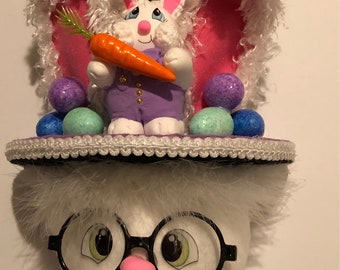 Large Top Hat Bunny Wreath Attachment - Etsy