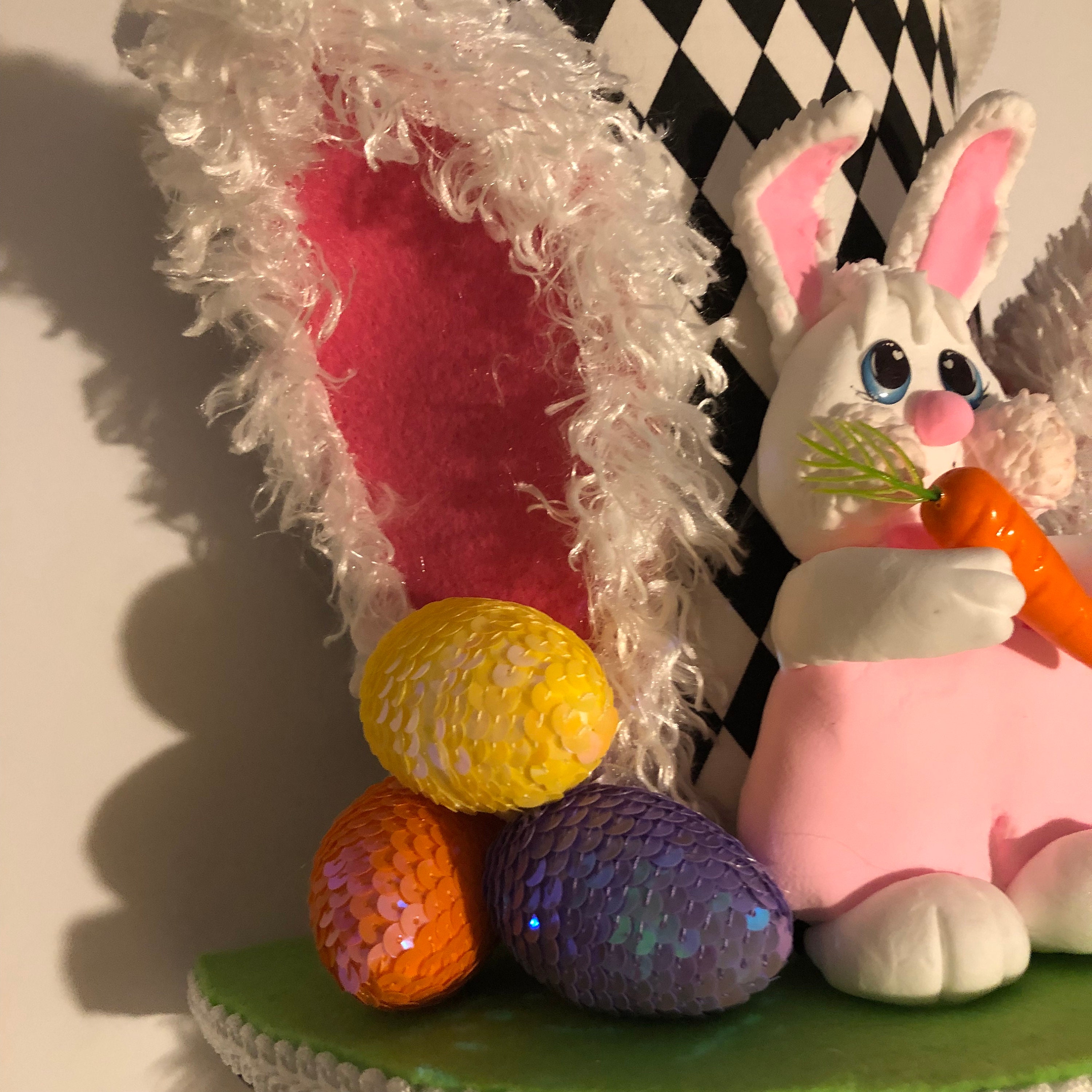 Large Top Hat Bunny Wreath Attachment - Etsy