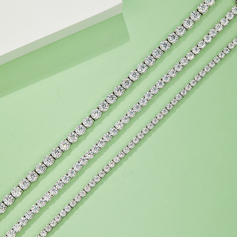 4mm Moissanite Tennis Bracelet In Sterling Silver Moissanite Etsy