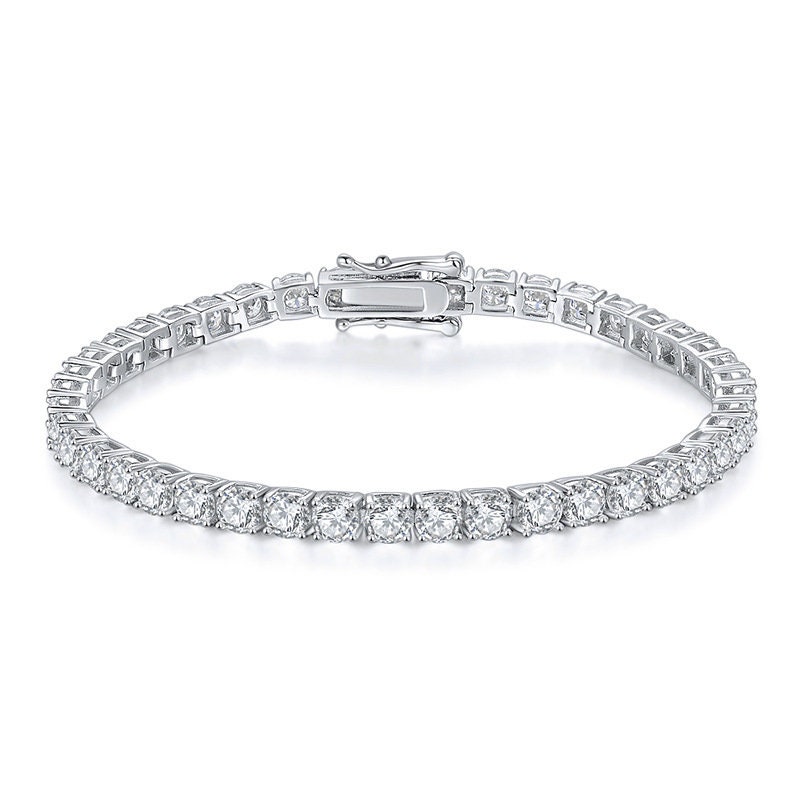 4mm Moissanite Tennis Bracelet In Sterling Silver Moissanite Etsy