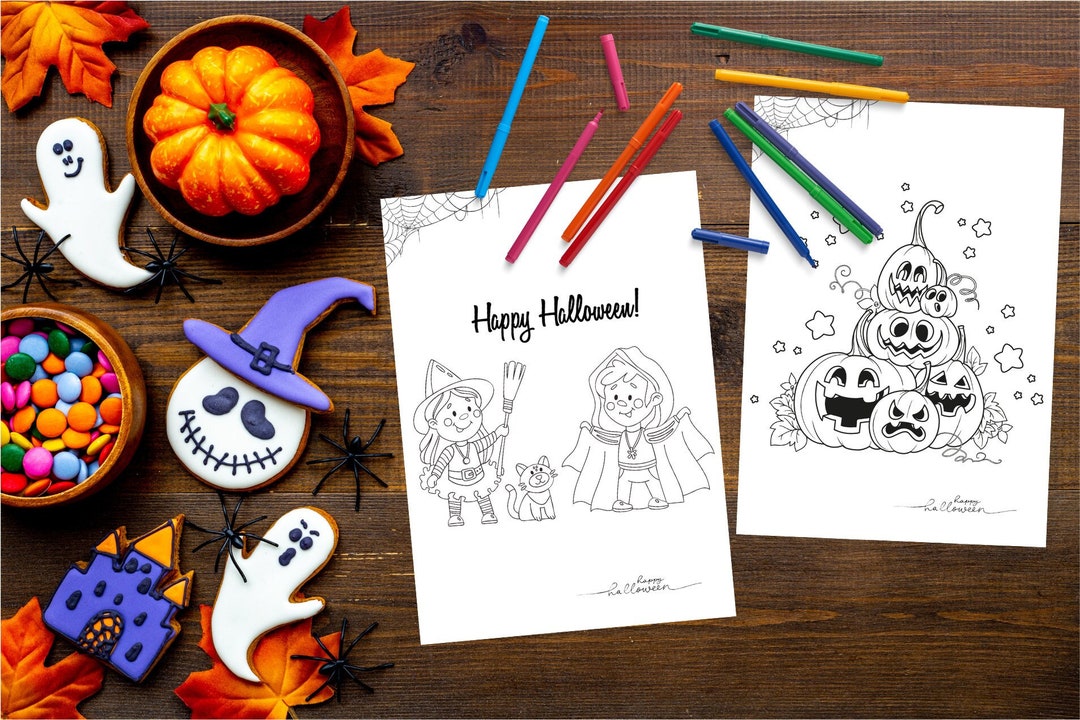 Halloween Coloring Pages for Kids Halloween Coloring Book - Etsy