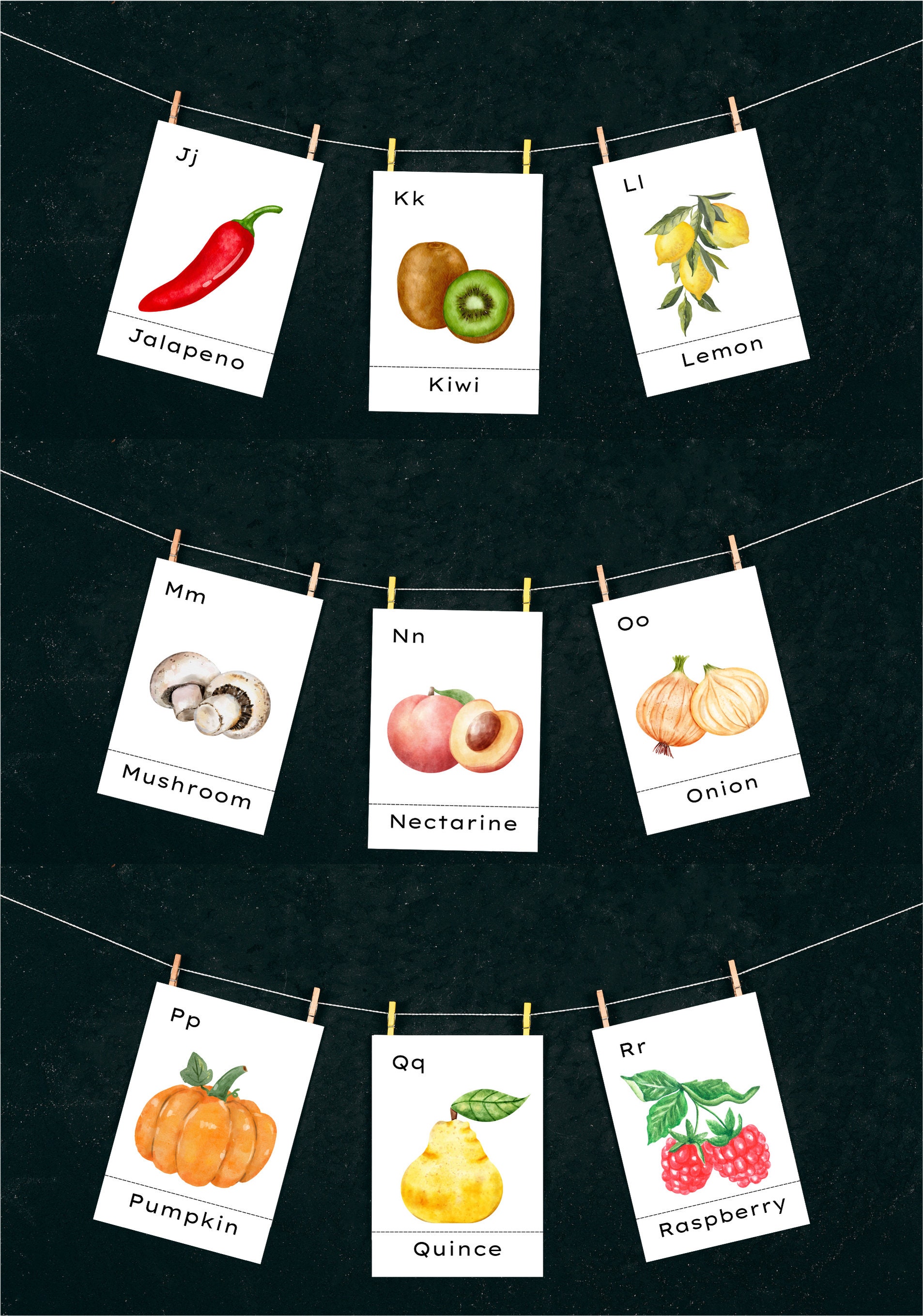 Fruit Flash Cards-vegetables Flash Cards-educational Learning Set ...