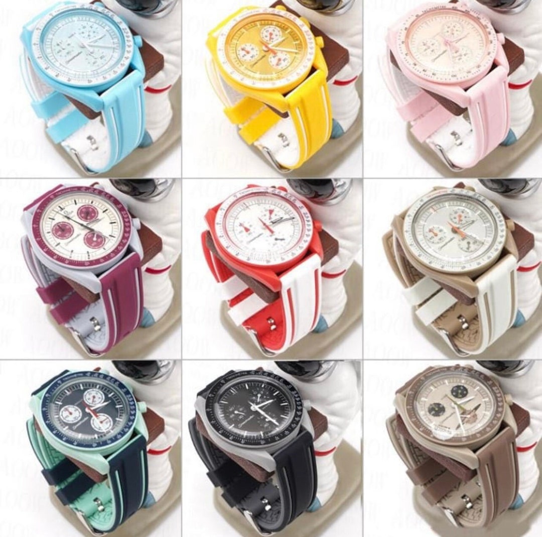Moonswatch Silicone / Rubber Strap Omega Swatch Mission to Moon Mercury ...