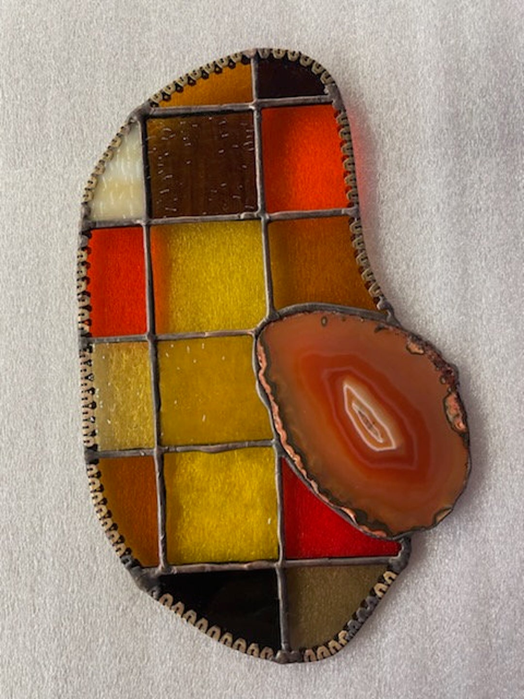 Orange and Yellow Stained Glass Geode - Etsy