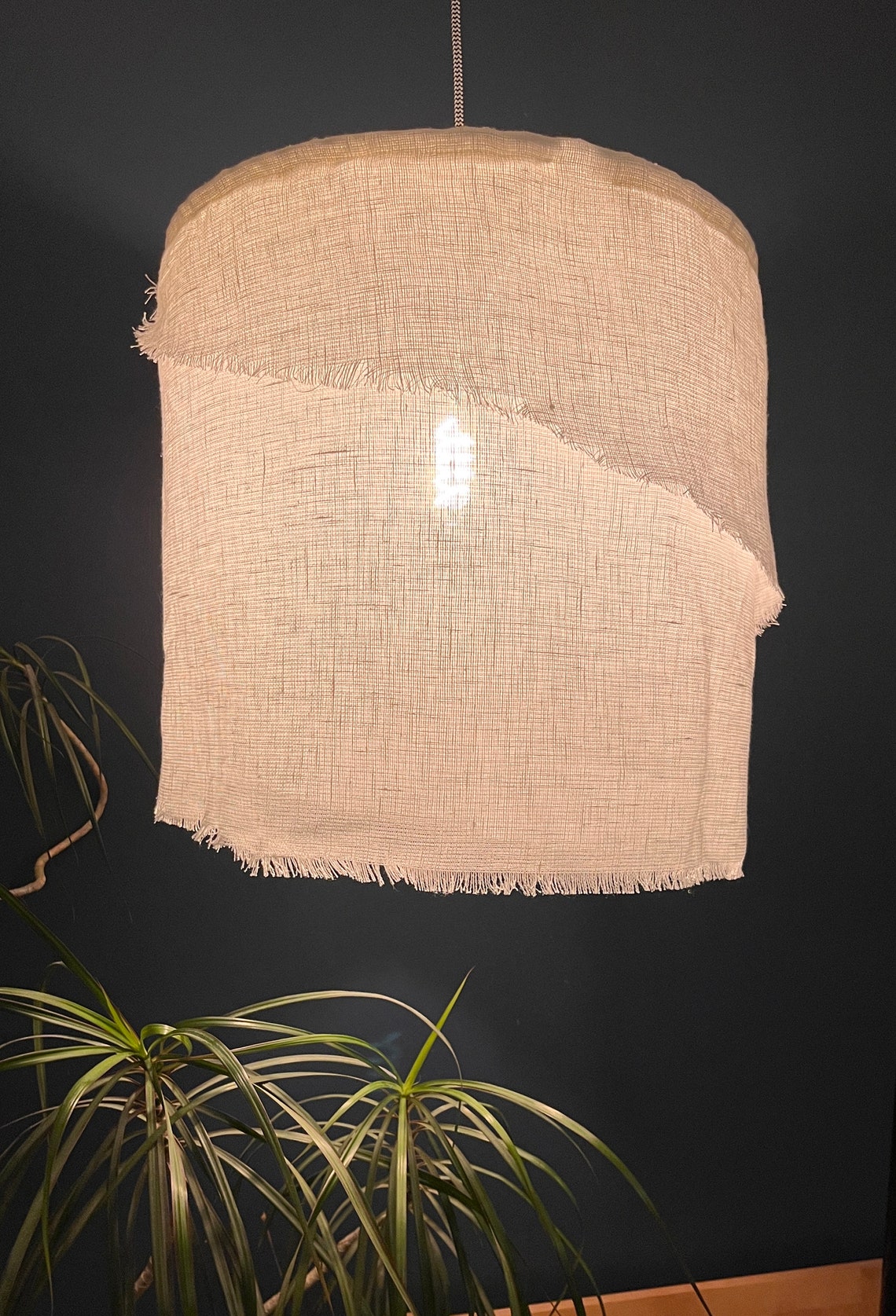 Linen Pendant Lamp Shade LUCIA / Sheer Linen Lampshade / Ambient ...