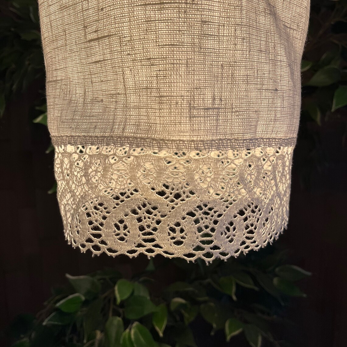 Lace Lamp Shade SOFIA, Linen Fabric Ceiling Light, Long Narrow Lantern ...