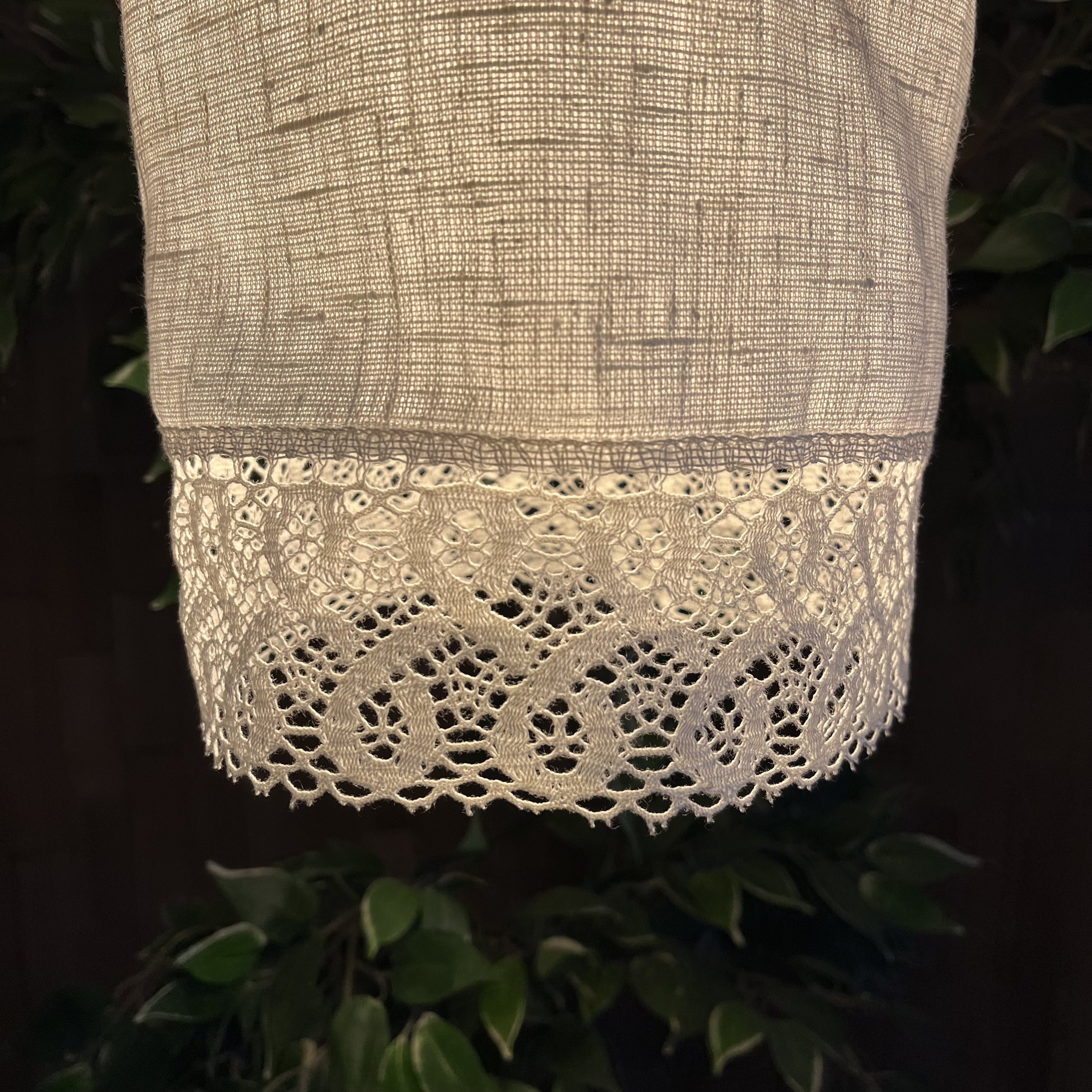 Lace Lamp Shade SOFIA, Linen Fabric Ceiling Light, Long Narrow Lantern ...