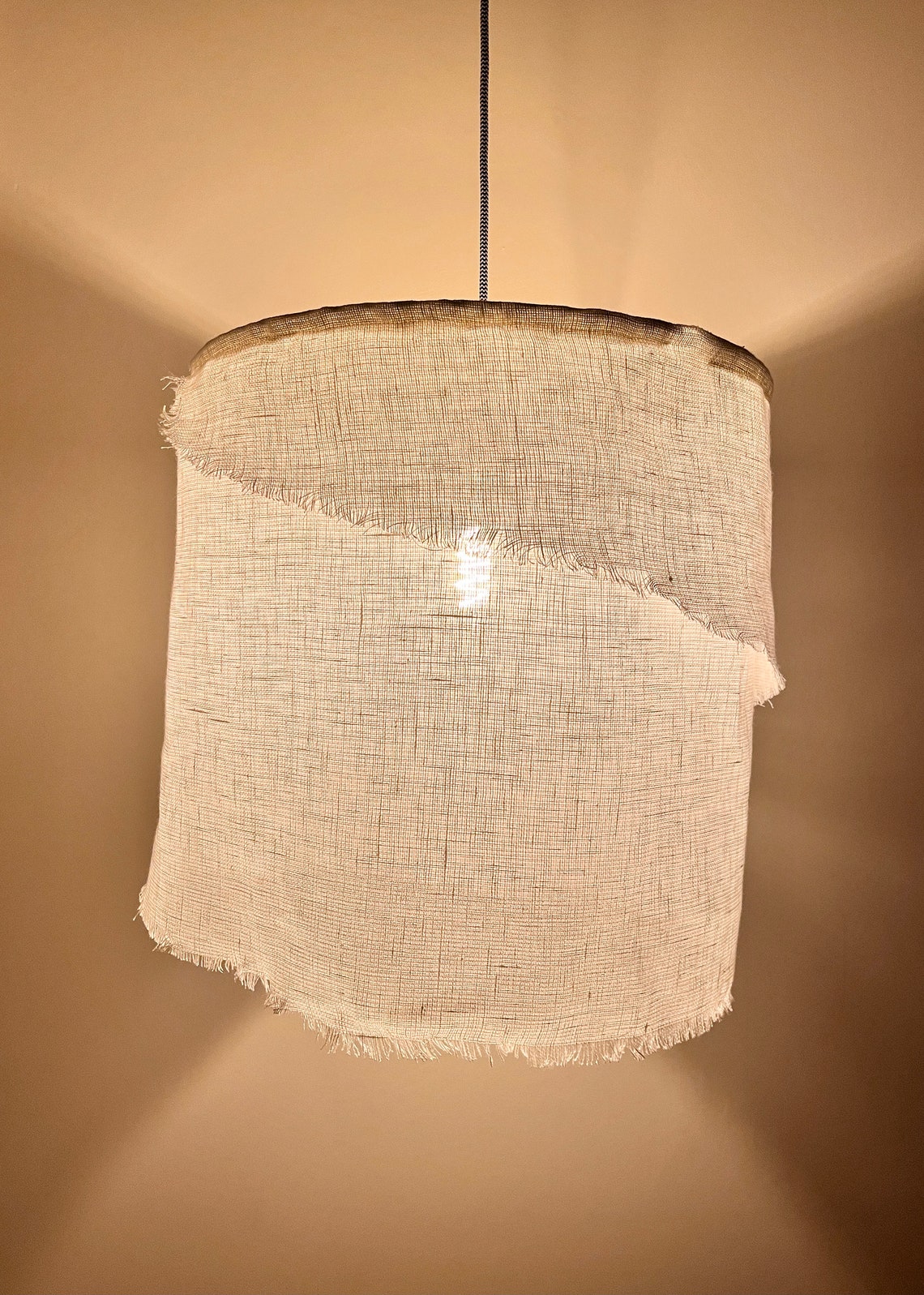 Sheer White Linen Pendant Lampshade LUCIA, Ambient Lighting - Etsy