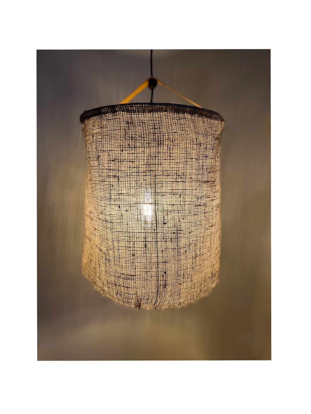 Hessian Lampshade RUSTIQUE / Hesian Ceiling Lamp / Burlap Shade ...