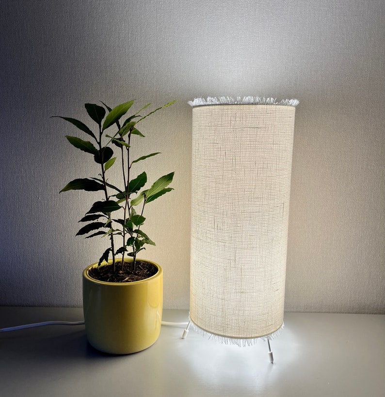 Linen Table Lamp / Small Floor Lamp / Cylindrical Lamp / - Etsy