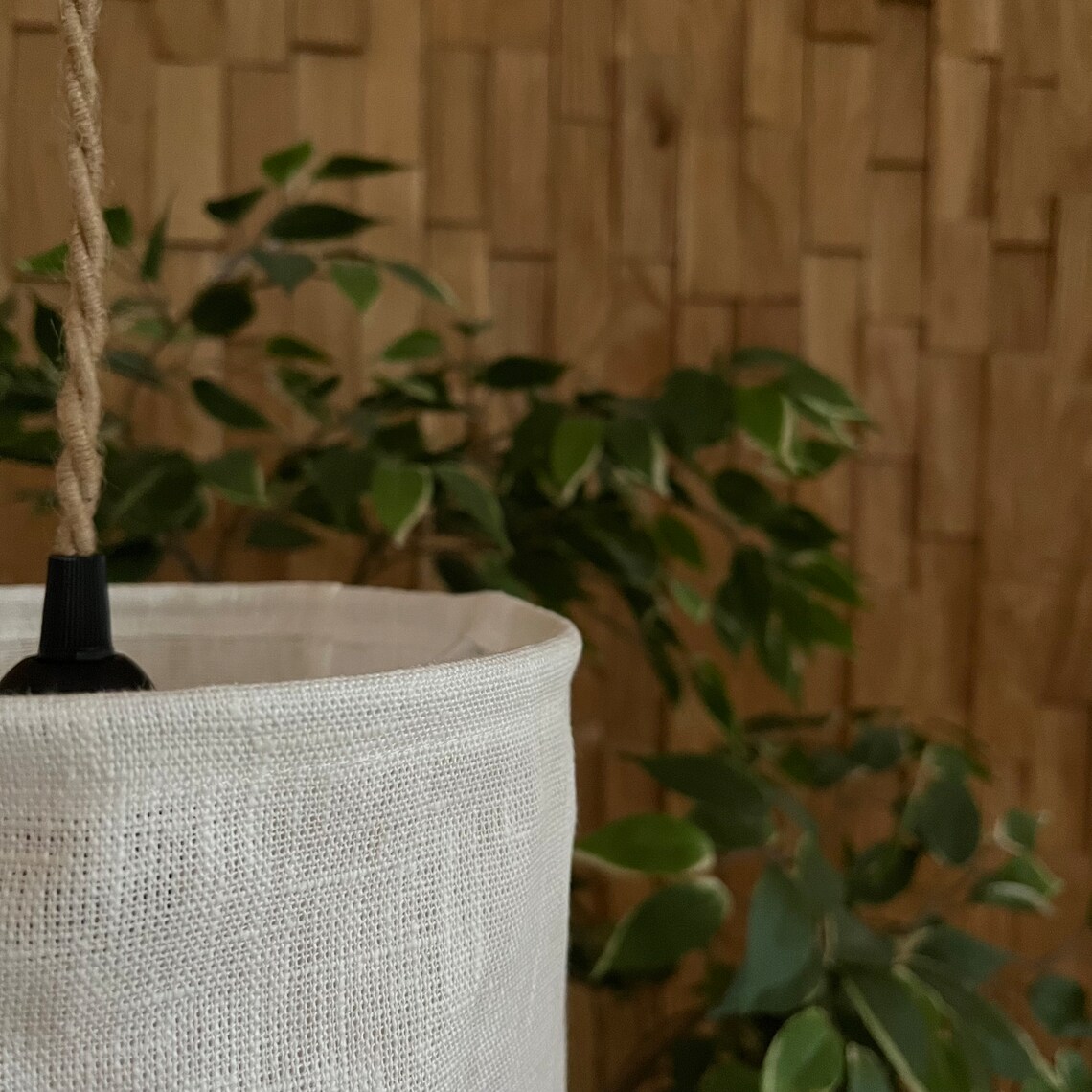 Lace Lamp Shade SOFIA, Linen Fabric Ceiling Light, Long Narrow Lantern ...